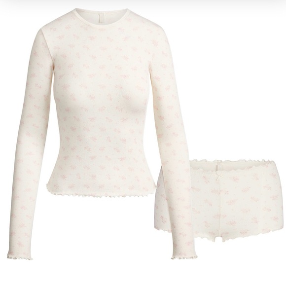 SKIMS | Intimates & Sleepwear | Skims Logo Pointelle Long Sleeve Set ...
